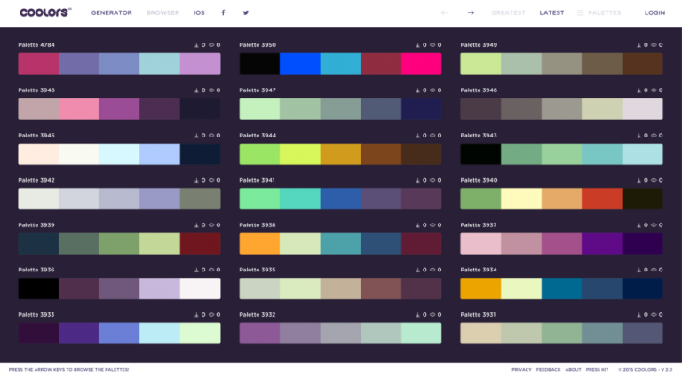 Generate a unique color palette instantly with Coolors