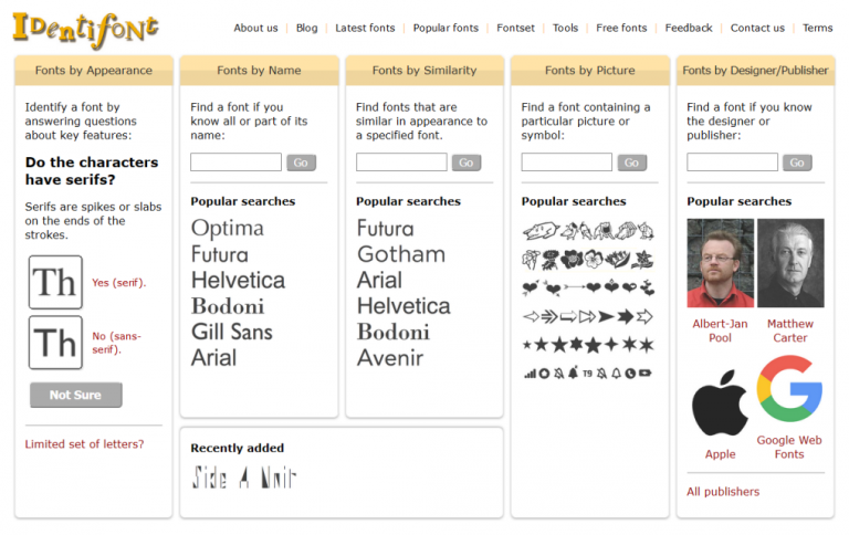 Study Fonts in detail with Identifont