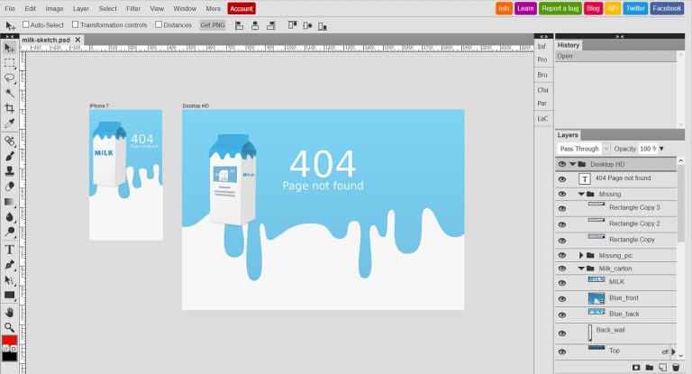 Edit PSD files online with Photopea