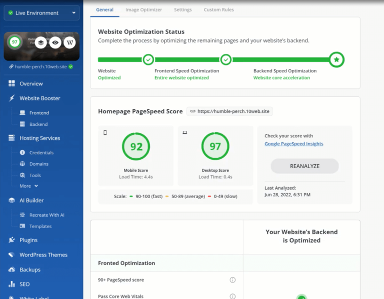 10Web Booster: Speed Up Your WordPress Site with One Tool